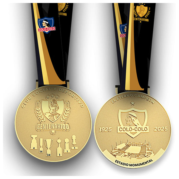 MEDALLA CONMEMORATIVO CENTENARIO OFICIAL COLO COLO 100 AÑOS 7,5 CM ...